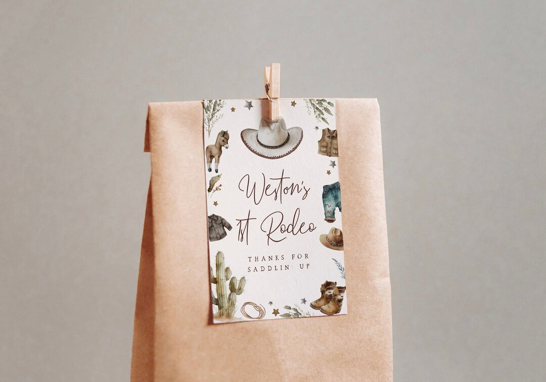 Editable 1st Rodeo Favor Tag Template | Cowboy 1st Birthday Printable ...
