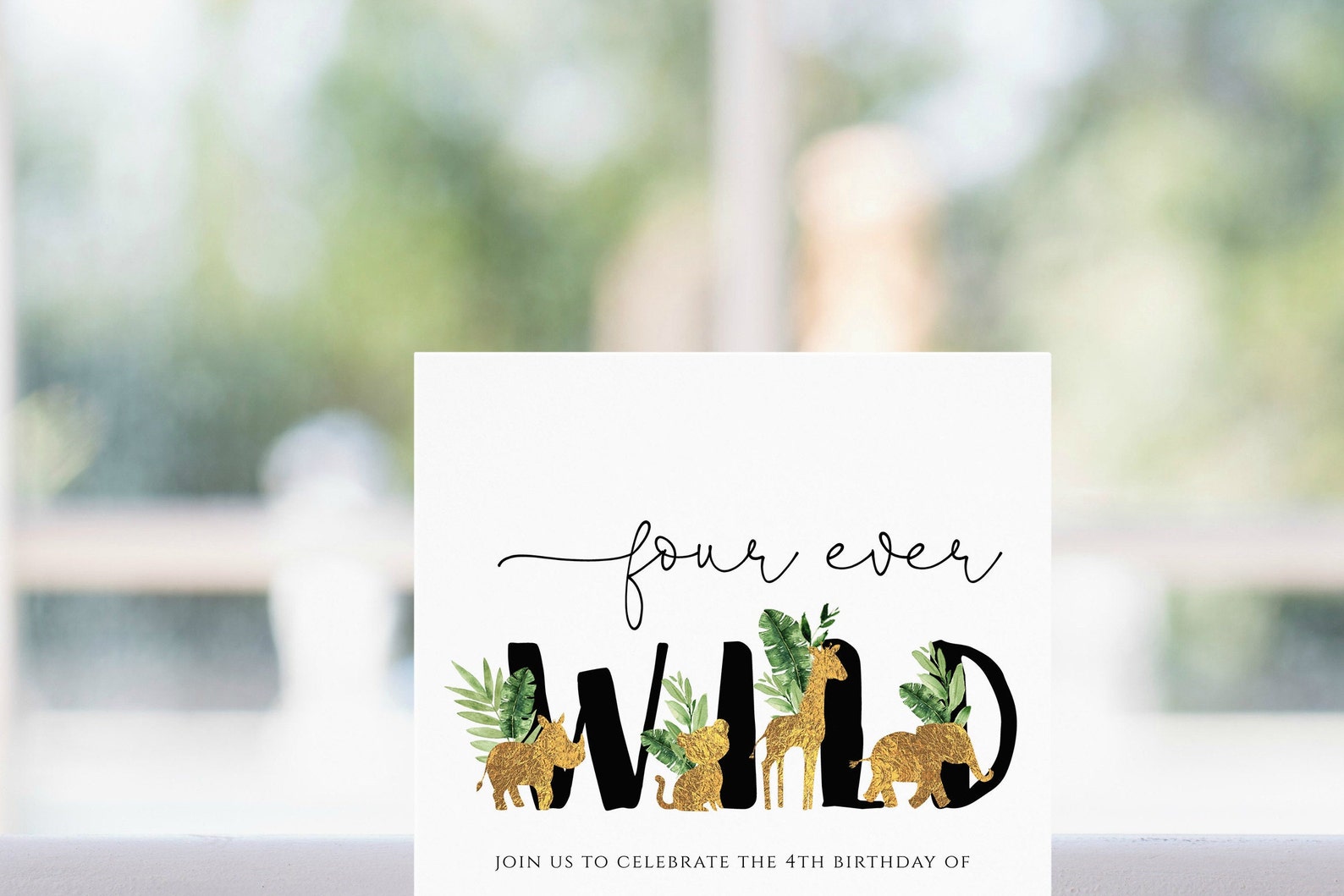 Four Ever Wild 4th Birthday Invitation Editable Template | 4th Bday Boy ...