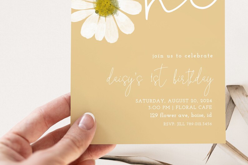 Editable Daisy 1st Birthday Invitation ONE Daisy Girl 1st - Etsy