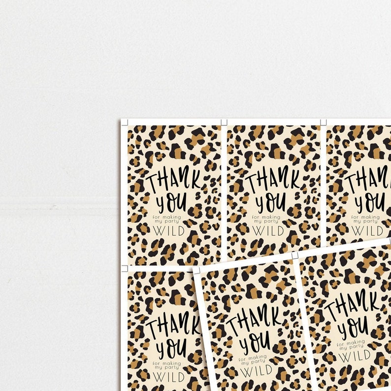 Leopard Thank You Favor Tag Template Wild One 1st Bday - Etsy