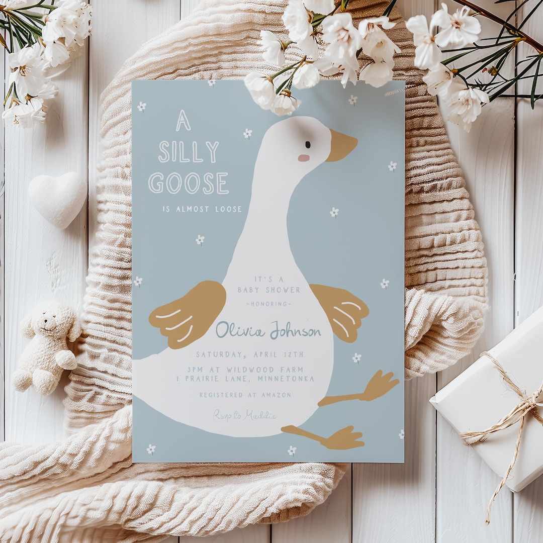 Silly Goose Baby Shower Invitation -editable Template | DIY A Silly ...