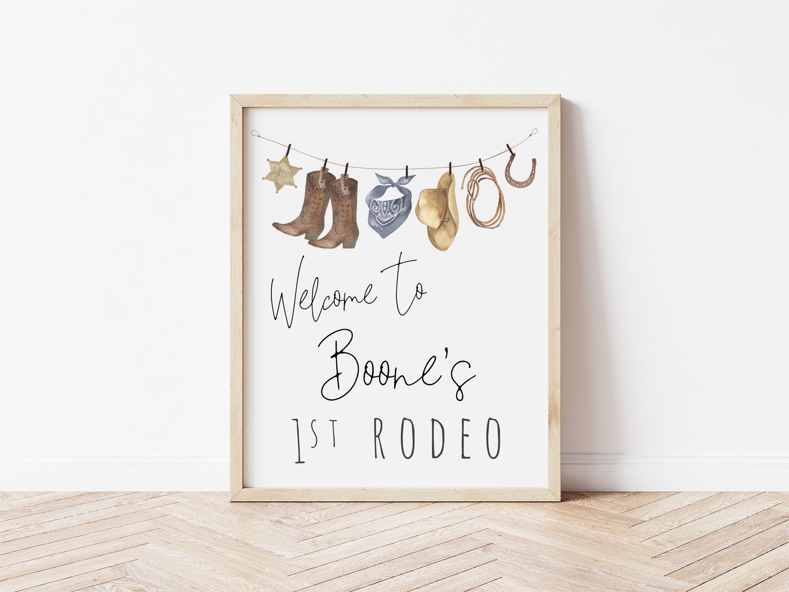 1st Rodeo Birthday Welcome Sign Template Cowboy First | Etsy