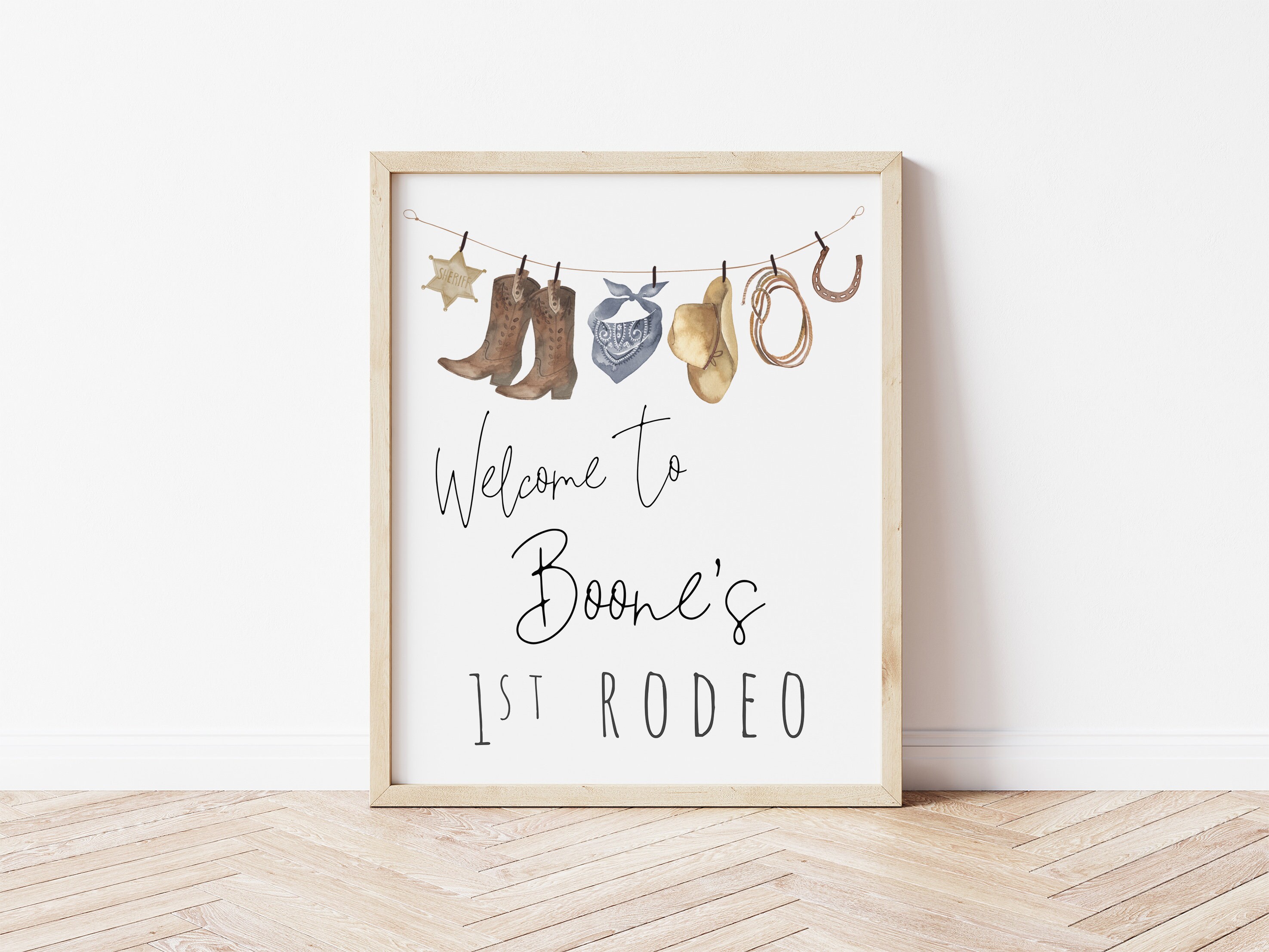 1st Rodeo Birthday Welcome Sign Template | Cowboy First Birthday Party ...