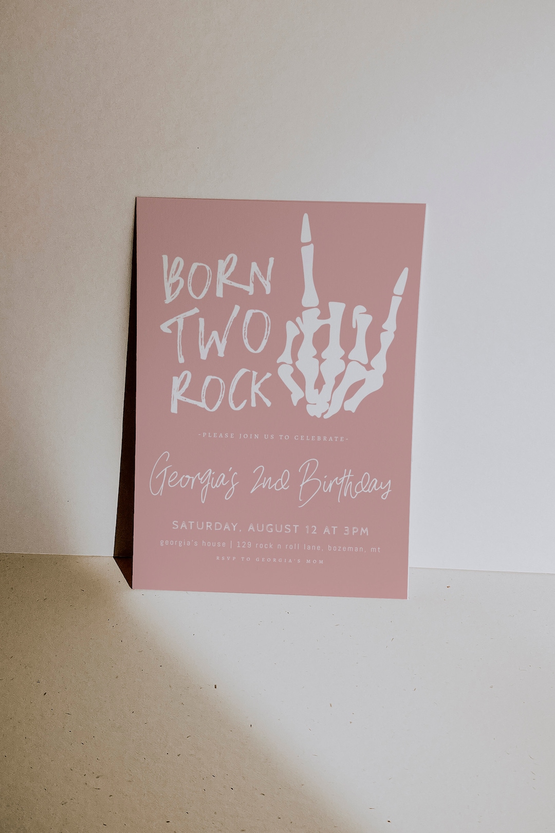 Born Two Rock 2nd Birthday Invitation Template - Editable Rock N Roll ...