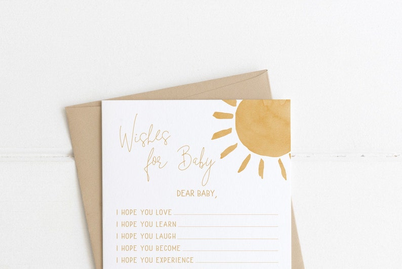 Sunshine Wishes for Baby Shower Template Printable Game, Sun Baby ...