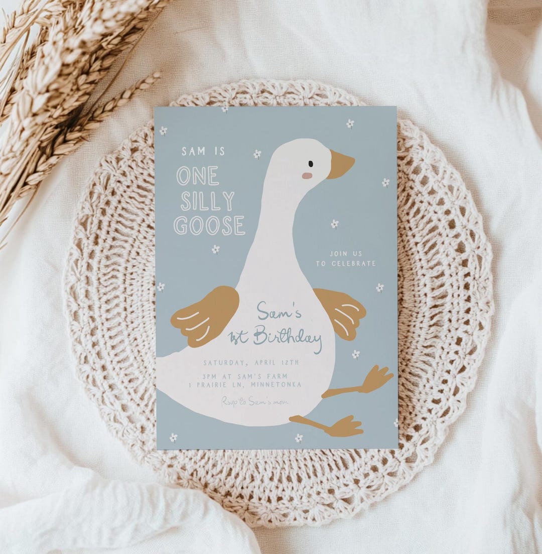 ONE Silly Goose 1st Birthday Invitation -editable Template | DIY One ...