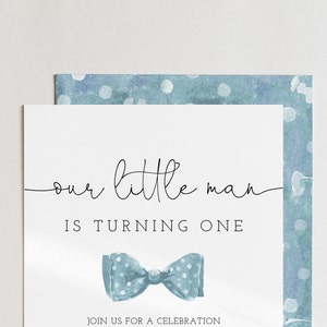 Little Man 1st Birthday Party Invitation Editable Template | Blue ...