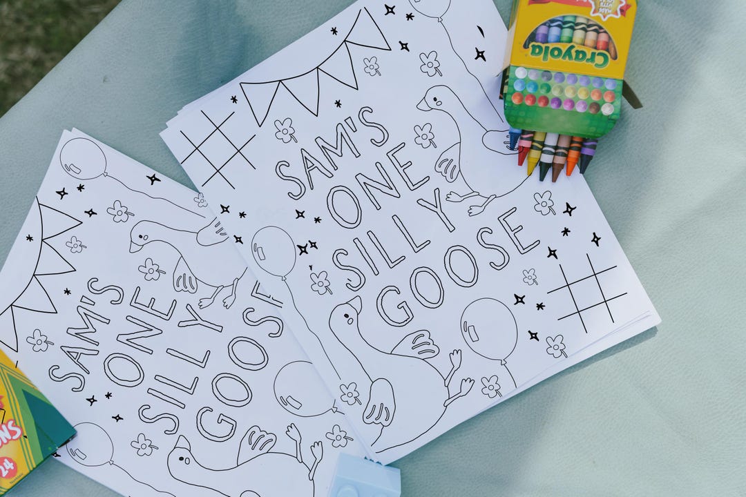 One Silly Goose Coloring Sheet Template | Editable Goose 1st Birthday ...