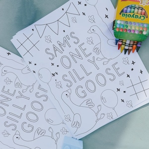 One Silly Goose Coloring Sheet Template | Editable Goose 1st Birthday ...