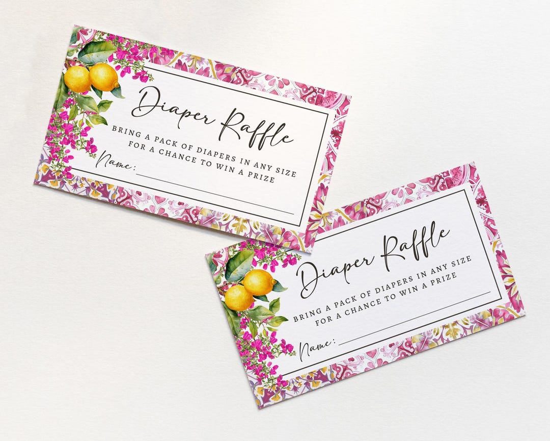 Lemon Diaper Raffle Ticket Editable Template for Mediterranean Baby ...