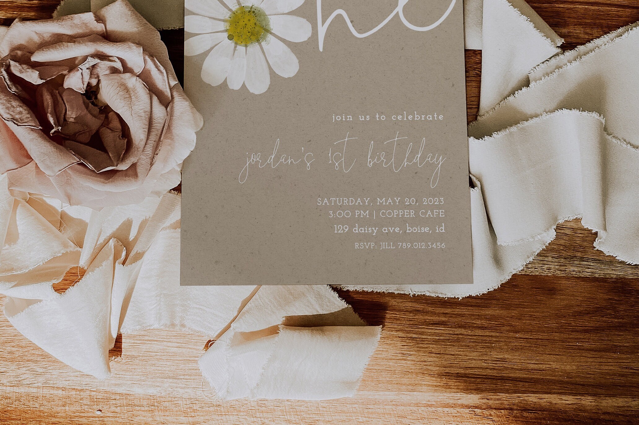 Daisy 1st Birthday Invitation ONE Daisy Girl 1st Bday | Etsy
