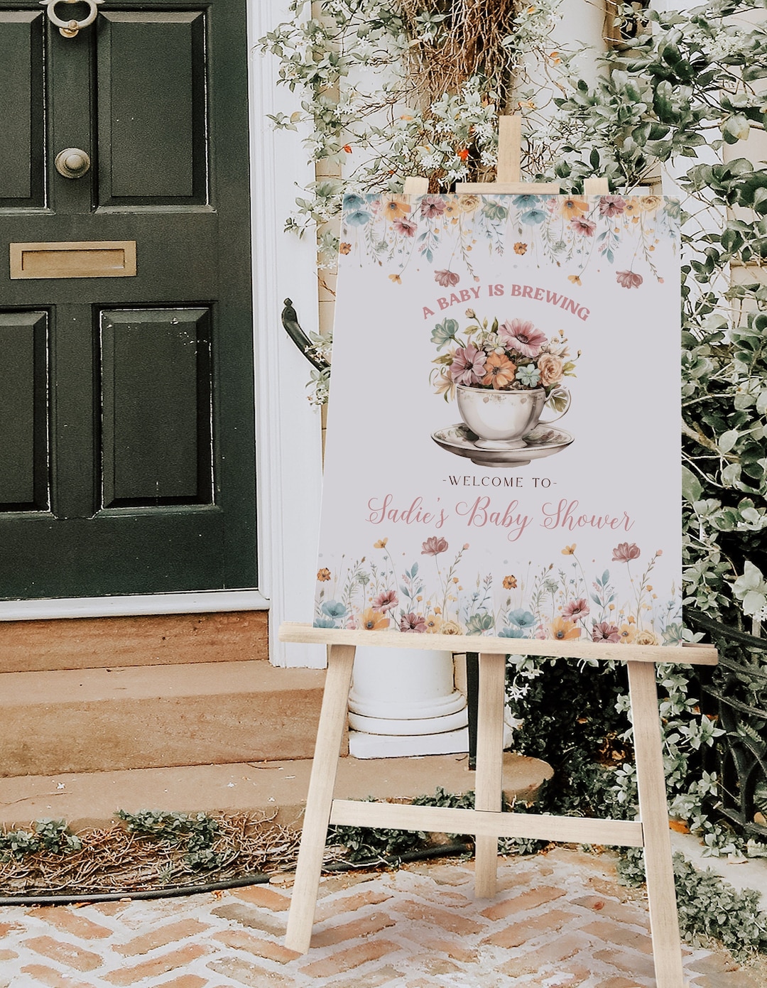 Tea Party Welcome Sign Template | Editable A Baby is Brewing Baby ...