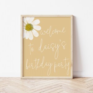 Daisy Welcome Sign Template Yellow Daisy Birthday Party Editable ...