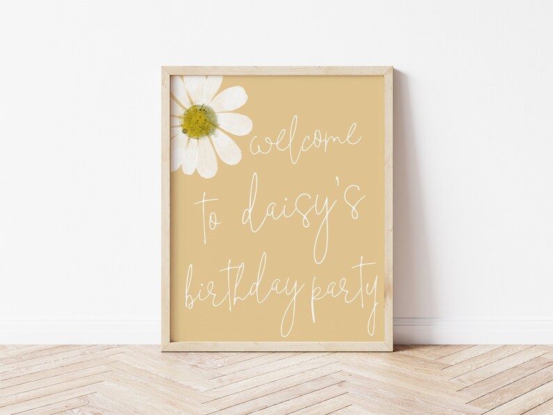 Daisy Welcome Sign Template Yellow Daisy Birthday Party - Etsy