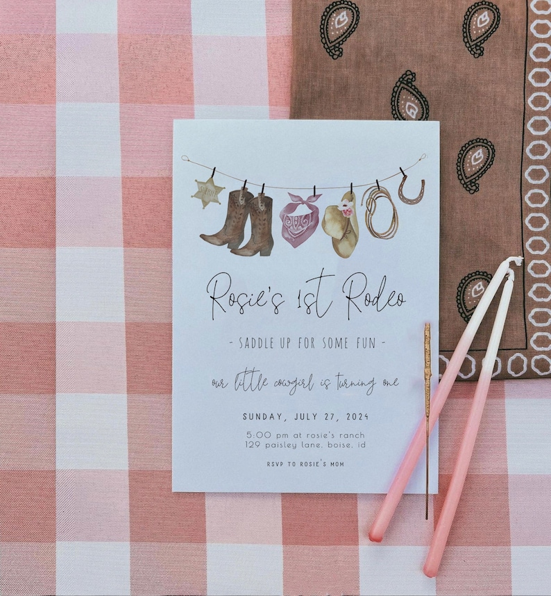 My 1st Rodeo Girl Birthday Invitation Template | Our Little Cowgirl is ...