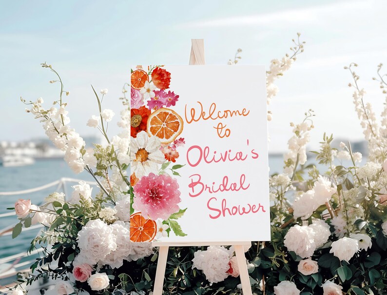 Citrus Welcome Sign Template | Editable Orange Bridal Shower Printable ...
