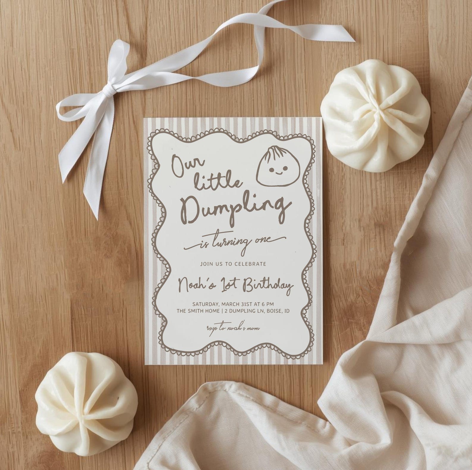 Dumpling 1st Birthday Invitation Template – Editable Our Little ...