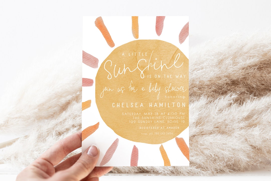 Sunshine Baby Shower Invitation Template | A Little Sunshine is on the ...
