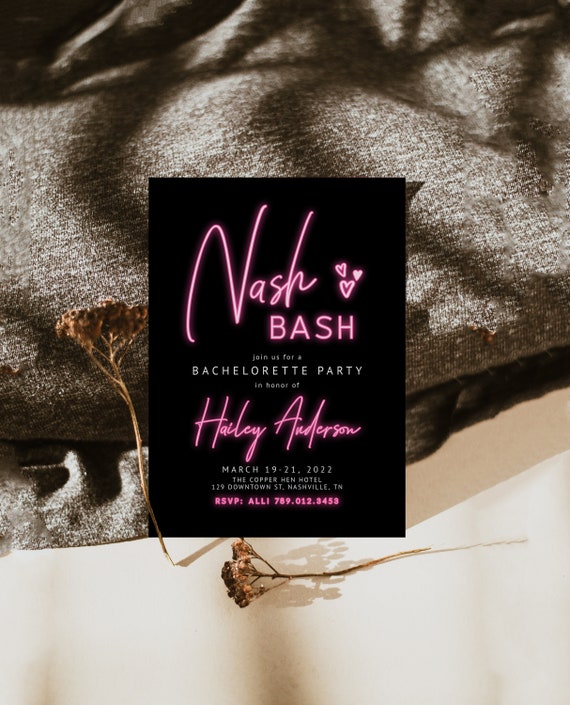 Nash Bash Bachelorette Party Invitation Nashville Bridal | Etsy