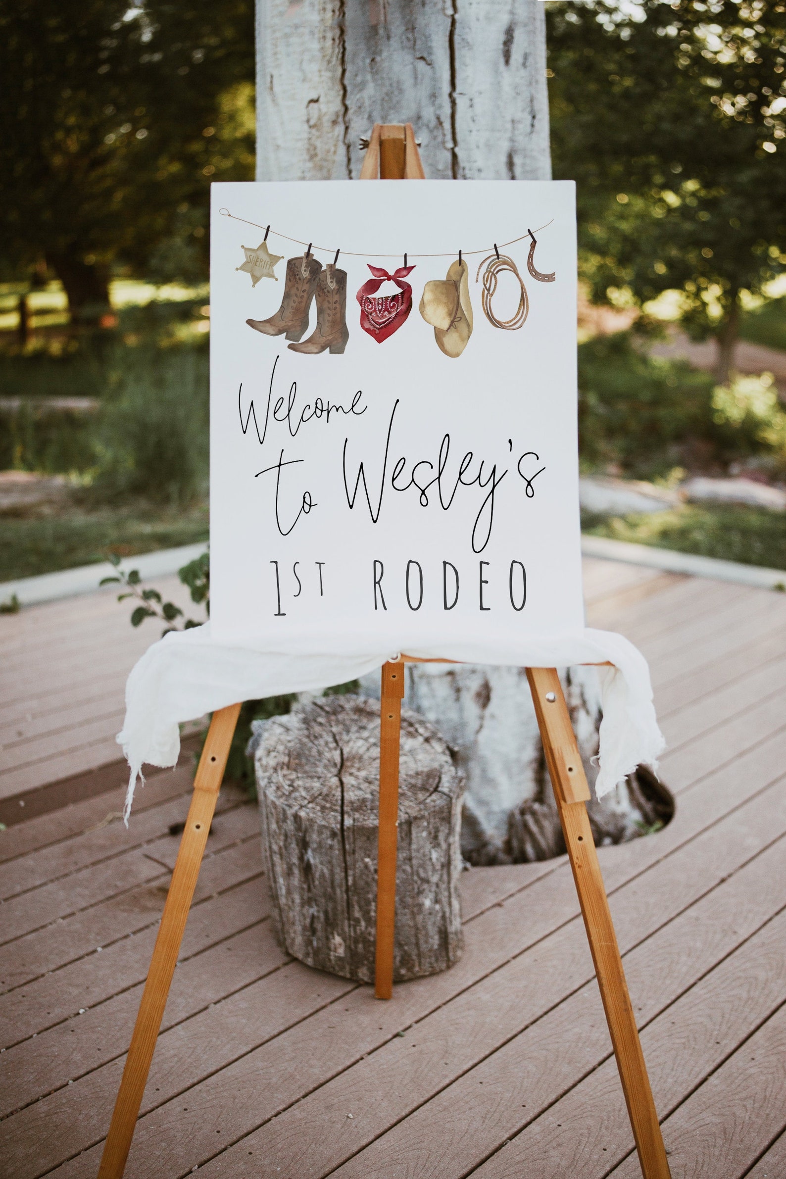 1st Rodeo Birthday Welcome Sign Template | Red Cowboy First Birthday ...