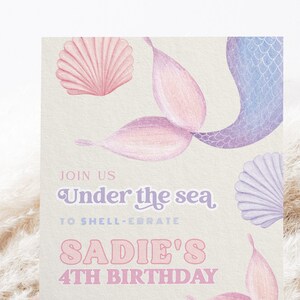 Editable Mermaid Birthday Invitation Template | Let's Shell-ebrate ...