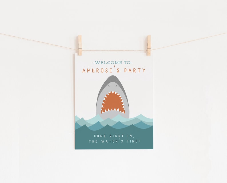 Shark Birthday Welcome Sign Shark Party Decor Editable - Etsy