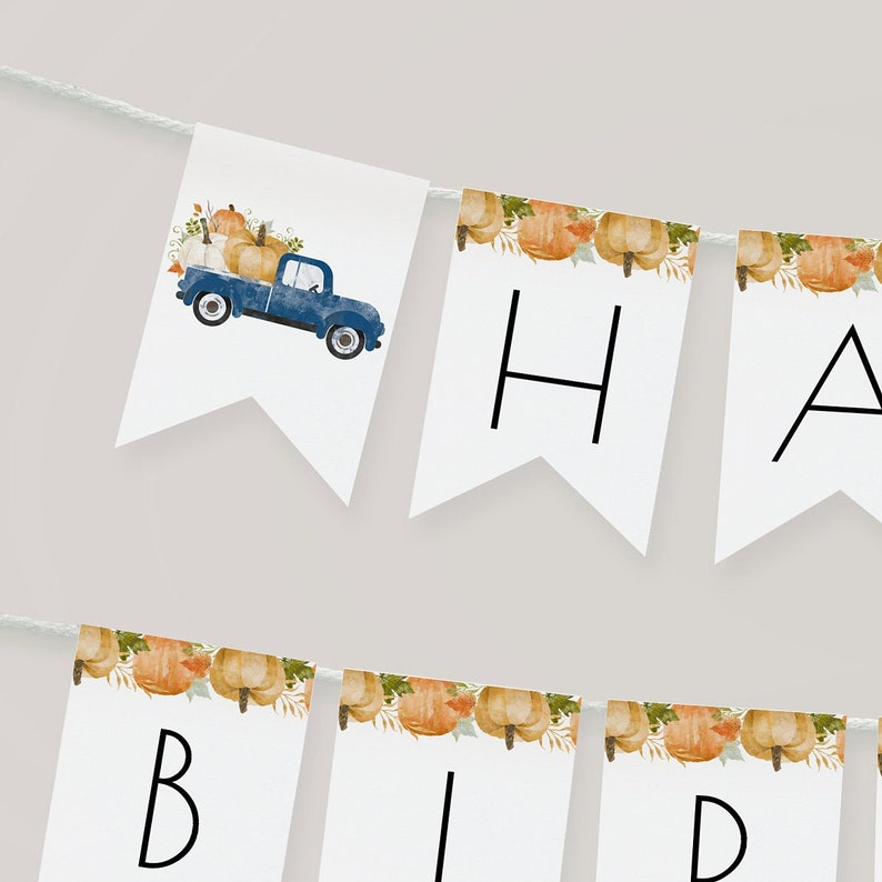 Pumpkin Happy Birthday Banner Template Little Pumpkin 1st - Etsy