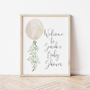Beige Balloon Baby Shower Welcome Sign Ready to Pop Gender Neutral Tan ...
