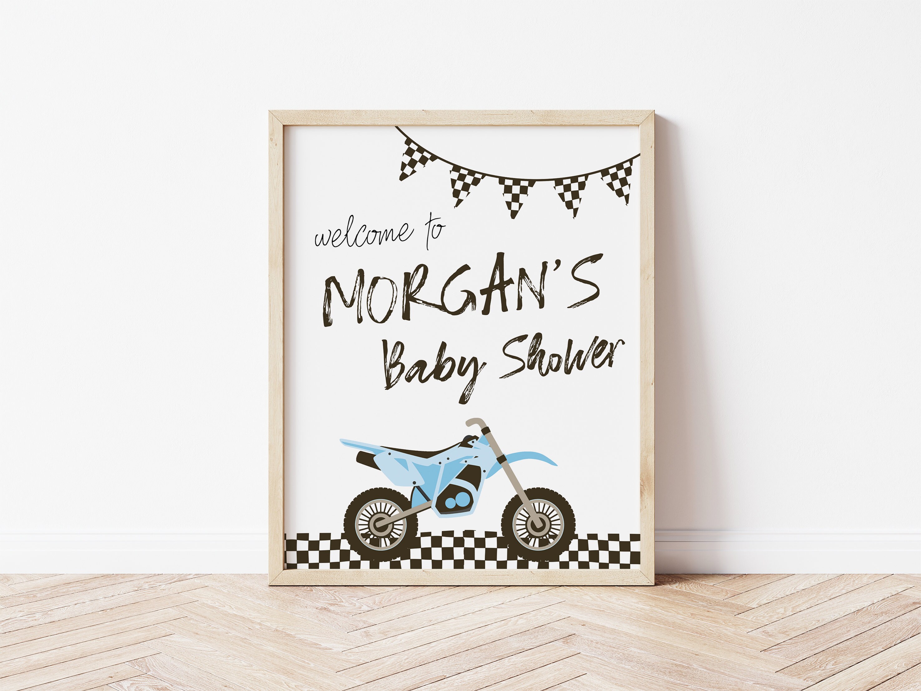 Dirt Bike Welcome Sign Template | Editable Racing Baby Shower Welcome ...