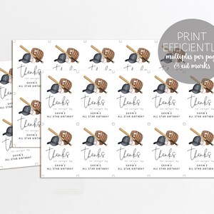 Baseball Thank You Favor Tag | All Star Rookie Year 1st Birthday ...
