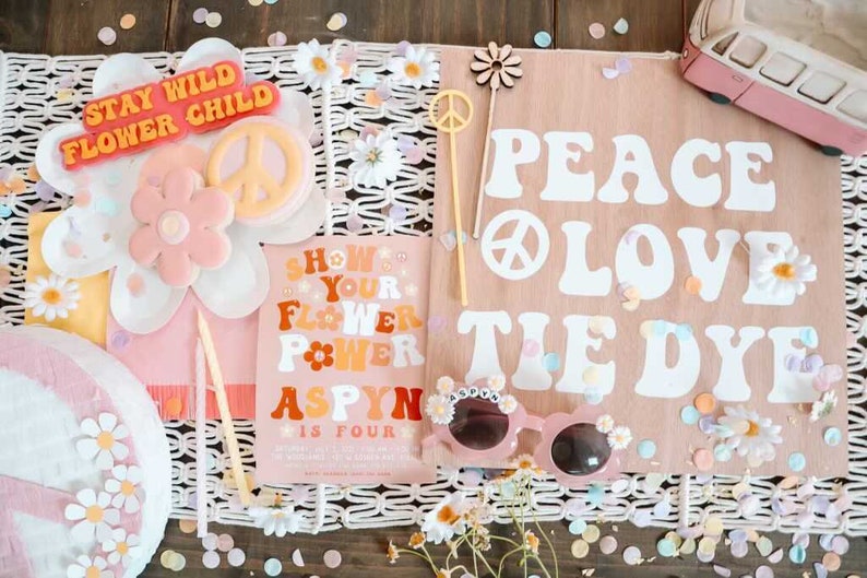Flower Power Birthday Party Invitation 70s Tie Dye Party - Etsy