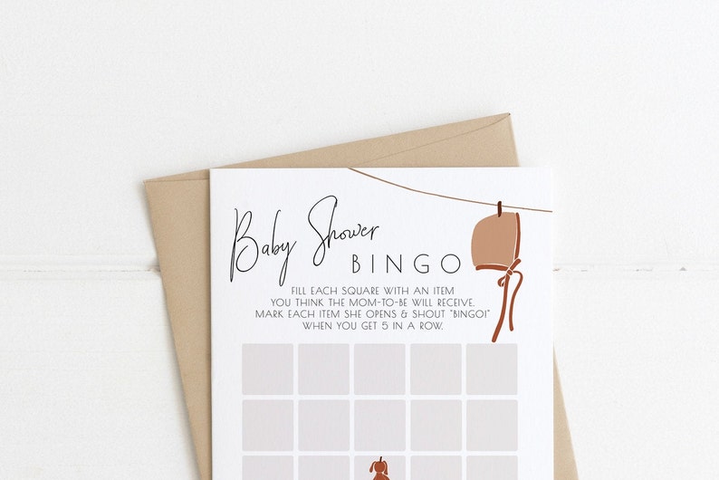 Clothesline Bingo Baby Shower Printable Game Gender Neutral - Etsy