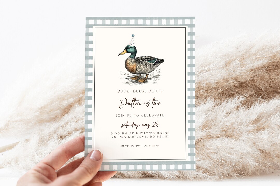 Duck Duck Deuce Birthday Invitation Template | Editable Boy 2nd ...