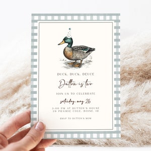 Duck Duck Deuce Birthday Invitation Template | Editable Boy 2nd ...