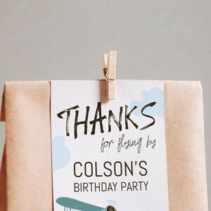 Airplane Thank You Favor Tag Template | Editable Thanks for Flying by ...