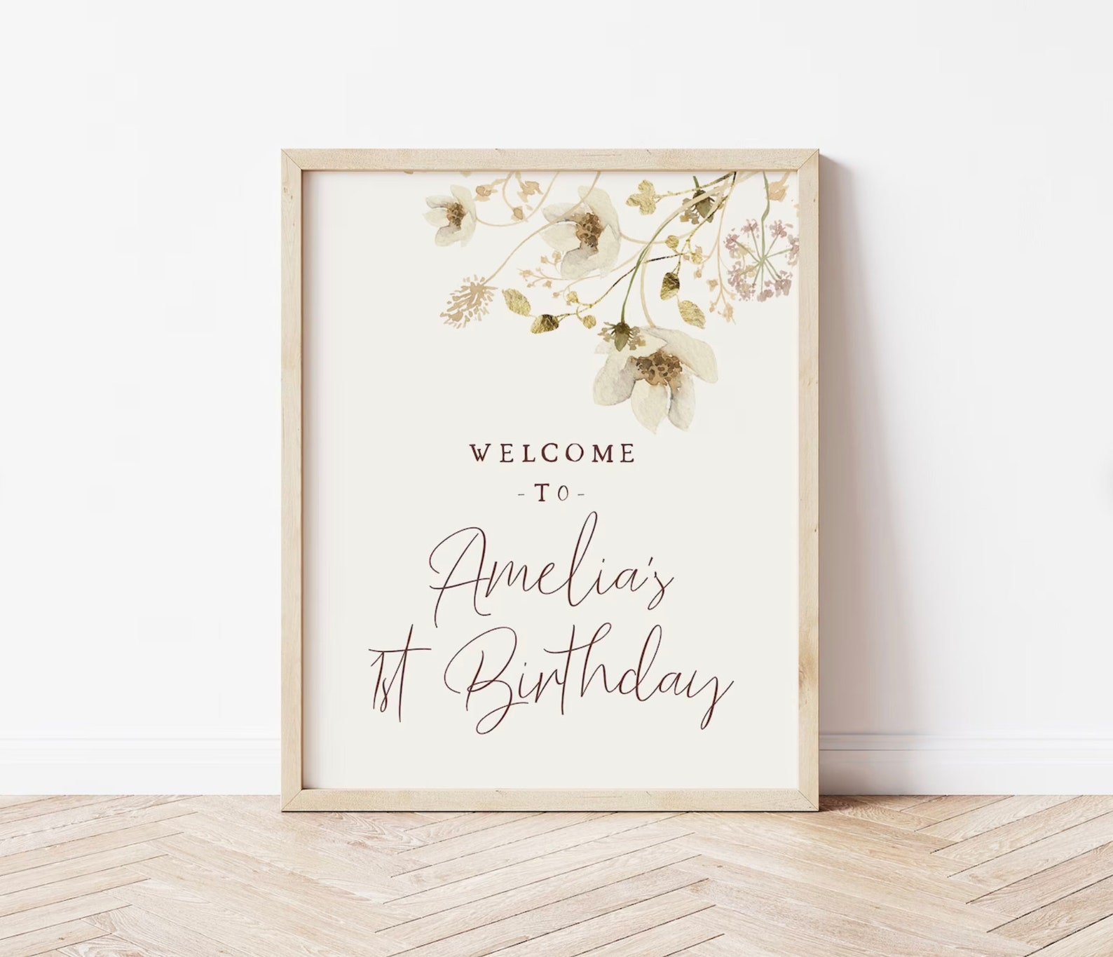 Wildflower 1st Birthday Bundle Editable Templates | Floral Girl Our ...