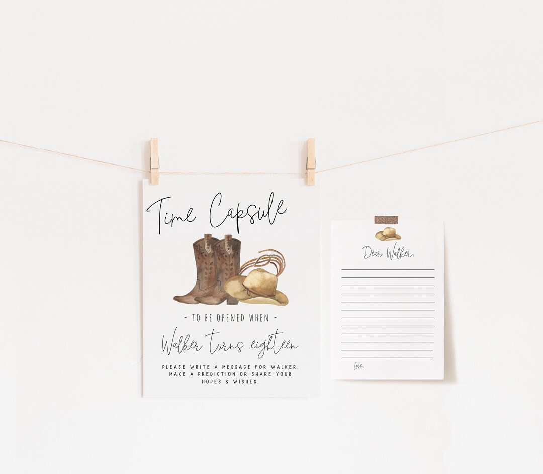 1st Rodeo Time Capsule Birthday Template | Western Cowboy Birthday ...