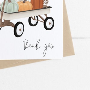 Pumpkin Thank You Card Template Little Pumpkin Wagon Baby - Etsy