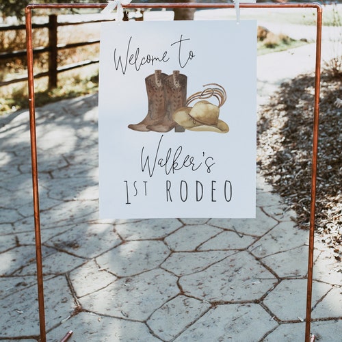 EDITABLE First Rodeo Birthday Welcome Sign Cowboy 1st - Etsy