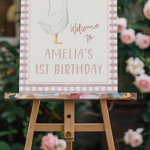 One Silly Goose Welcome Sign Template | Editable Girl Goose 1st ...
