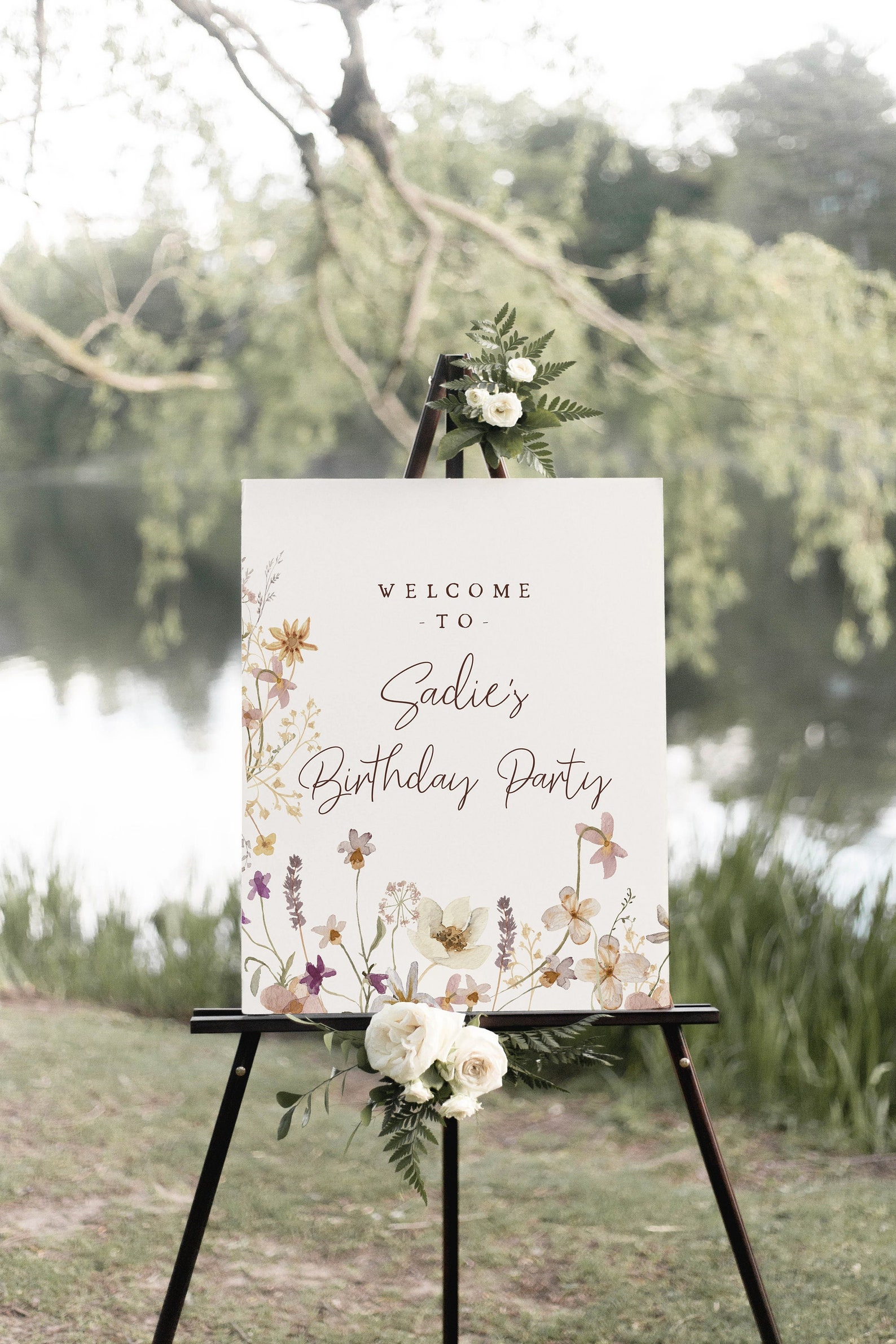 Wildflower Welcome Sign Template | Editable Wildflower Birthday Party ...