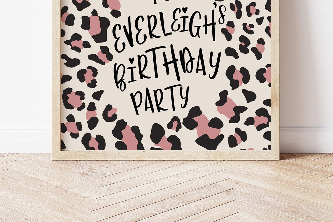 Wild One Welcome Sign Template Pink Leopard Two Wild - Etsy