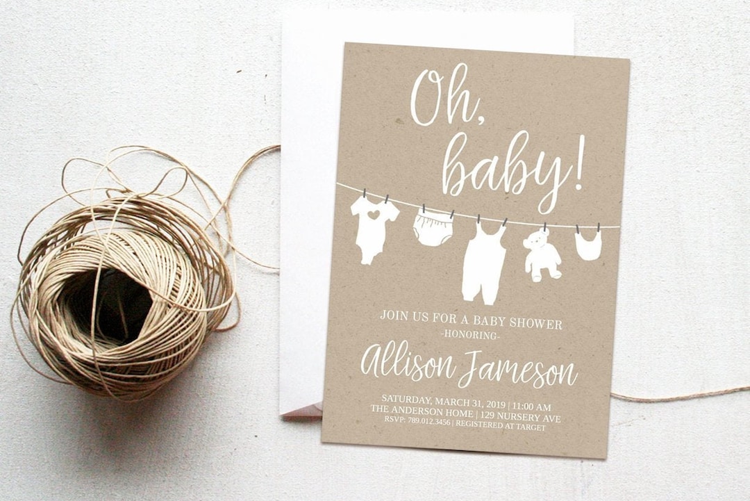 Gender Neutral Baby Shower Invitation Editable Template Oh - Etsy