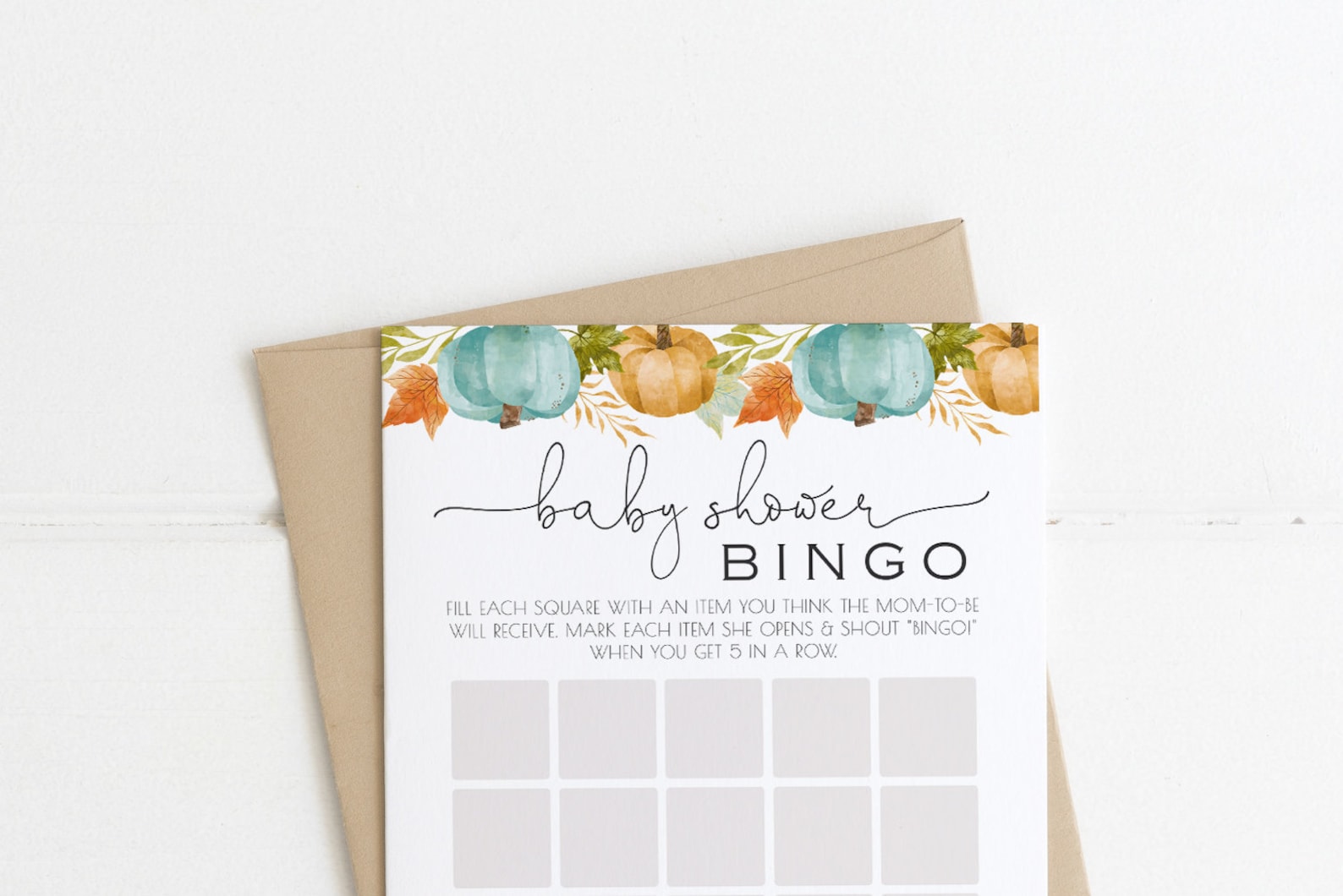 Pumpkin Baby Shower Bingo Editable Printable Game Little - Etsy