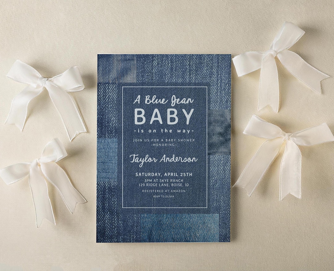 Blue Jean Baby Shower Invitation Template | Editable A Blue Jean Baby ...