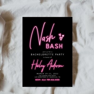 Nash Bash Bachelorette Party Invitation | Nashville Bridal Weekend ...