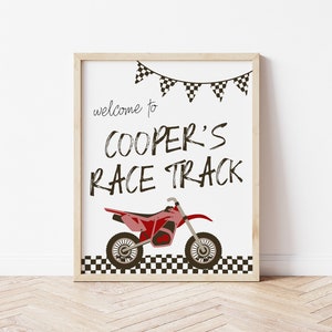 Dirt Bike Welcome Sign Template | Editable Red TWO Fast Birthday Party ...