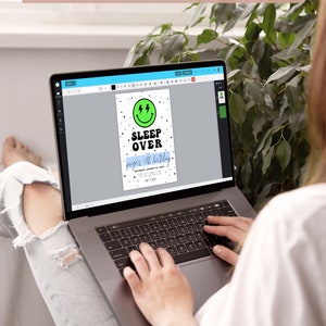 Preppy Sleepover Birthday Invitation for Girl Template Neon Green Smile ...