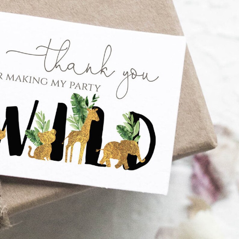 Wild One Thank You Favor Tag Template Safari Baby Shower - Etsy