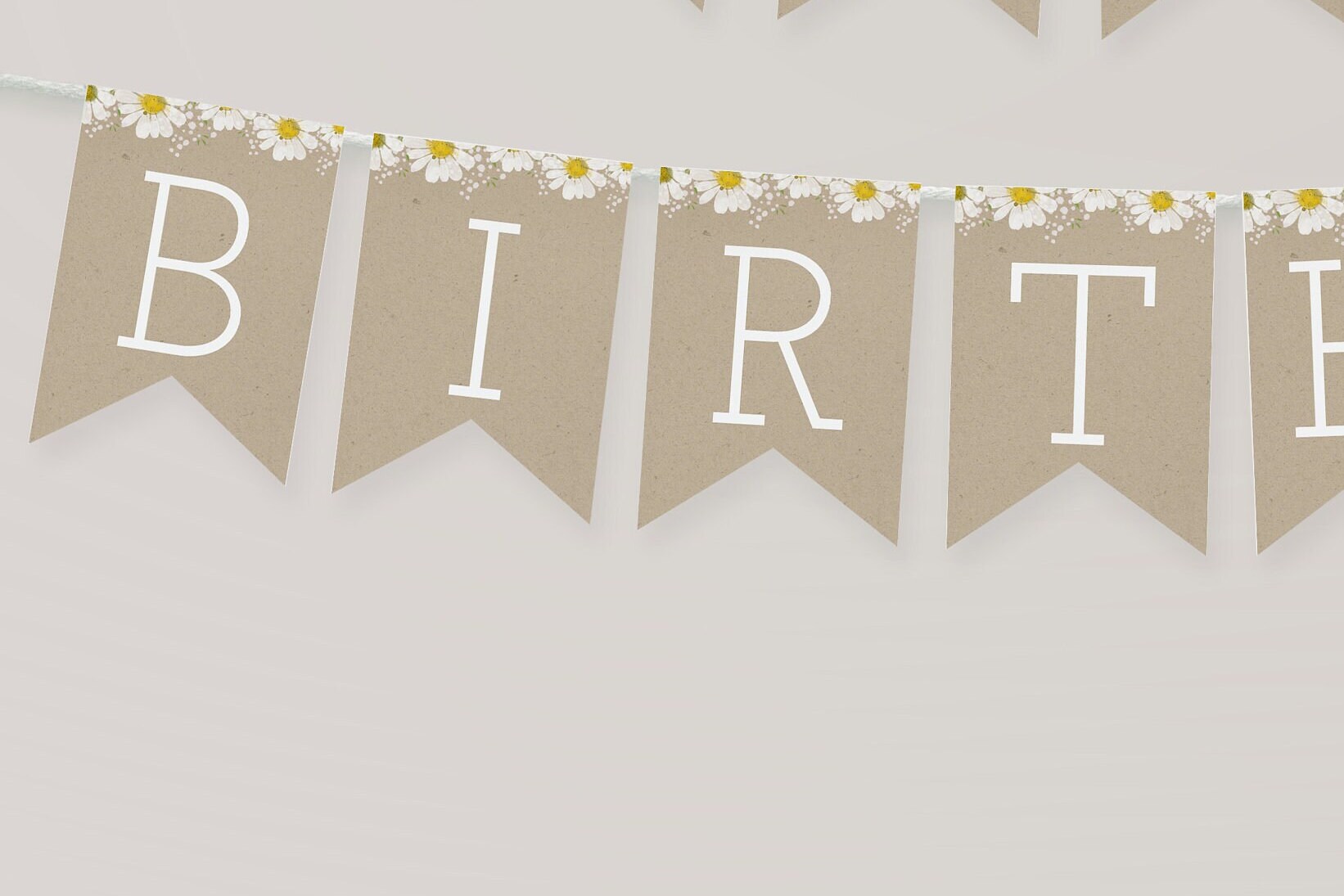 Daisy Happy Birthday Banner Template Girl 1st Birthday - Etsy